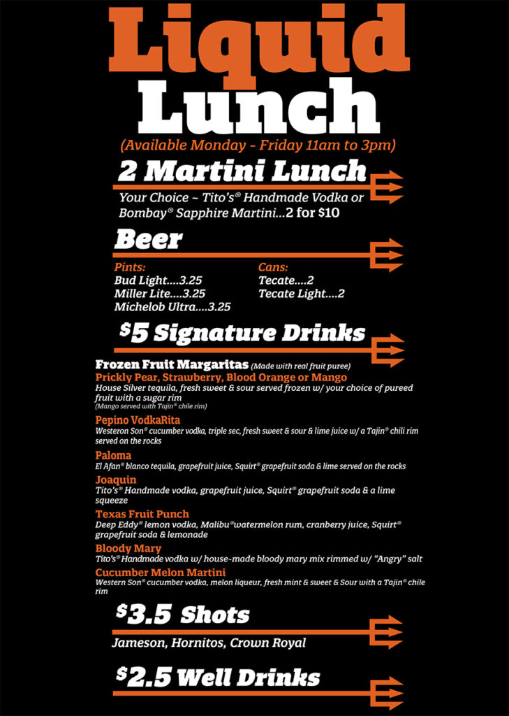 Angry Owl Food and Drink Menu